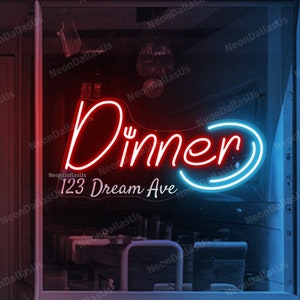 Dinner LED Sign Dinner Neon Sign Dinner Sign Custom Dinner Address Sign ...