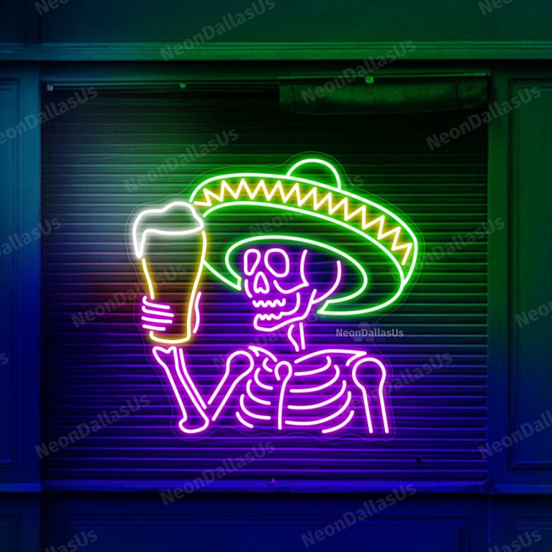 Neon Skeleton Sign - Etsy