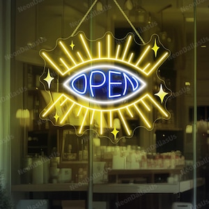 Lighted Open Sign Business Open Sign Light up Open Sign Eye Open Sign ...