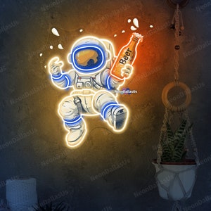 Astronaut Beer Neon Sign Astronaut LED Lights Spaceman Neon Sign ...