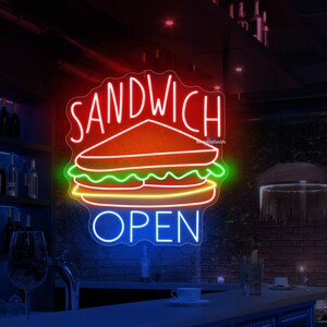 Sandwich Open Neon Sign Sandwiches LED Lights Sandwich Shop Neon Light ...