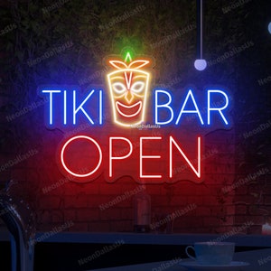 Tiki Bar Open Neon Sign Tiki Bar Led Light Custom Tiki Bar Personalized ...