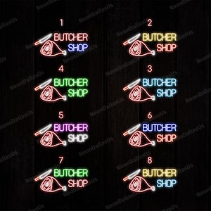 Butcher Neon Sign Butcher Shop Sign Butcher Shop LED Lights Decors Meat ...