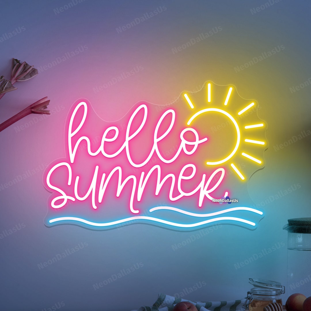 Hello Summer Neon Sign Hello Summer LED Lights Summer Neon Sign Summer ...