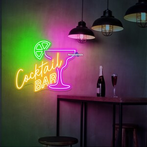 Cocktails Neon Sign Open Cocktails Bar Neon Sign Open Bar Led Sign Bar ...