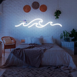 Wave Neon Sign LED Neon Sign Wave Wall Decor Beach House Wall Sign Sea ...