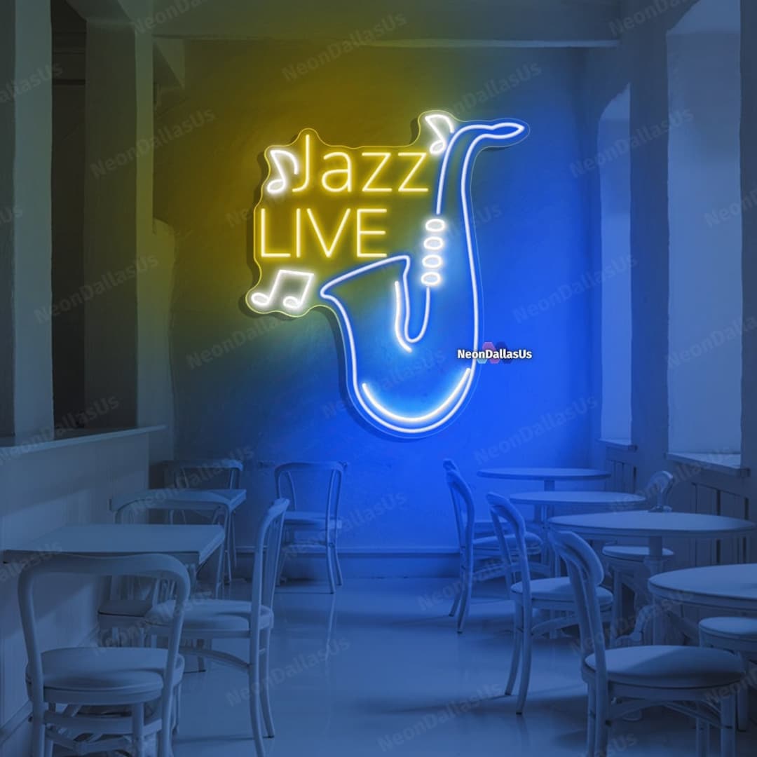 Jazz Live Neon Sign Jazz LED Light Jazz Club Led Sign Custom Bar Neon ...