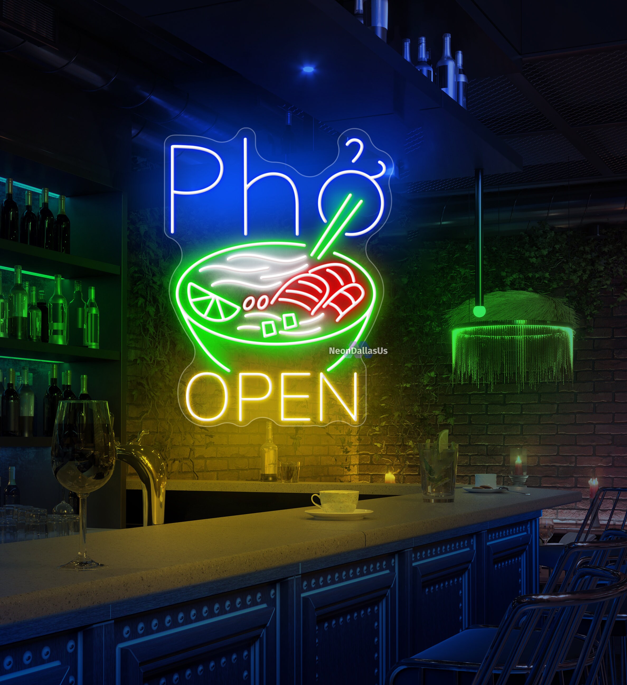 Pho Open Neon Sign Pho LED Light Pho Noodles Led Sign Noodle Bowl Led ...