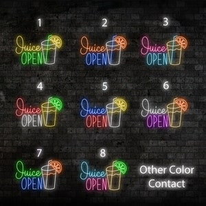Juice Neon Sign Juice Open Led Sign Orange Juice Neon Lights Juice ...