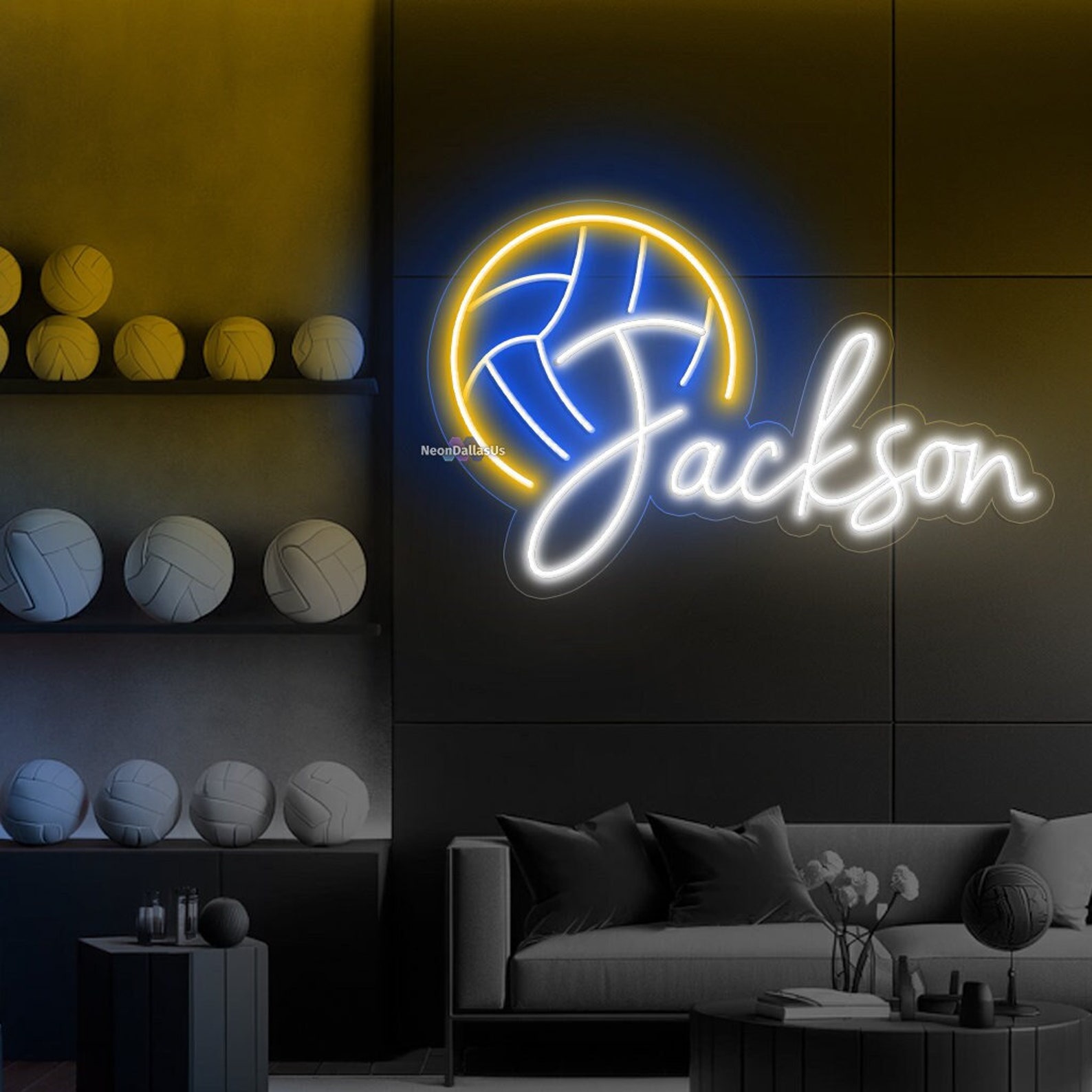 Volleyball Neon Sign Custom Volleyball Name Led Light Nursery Name Sign ...