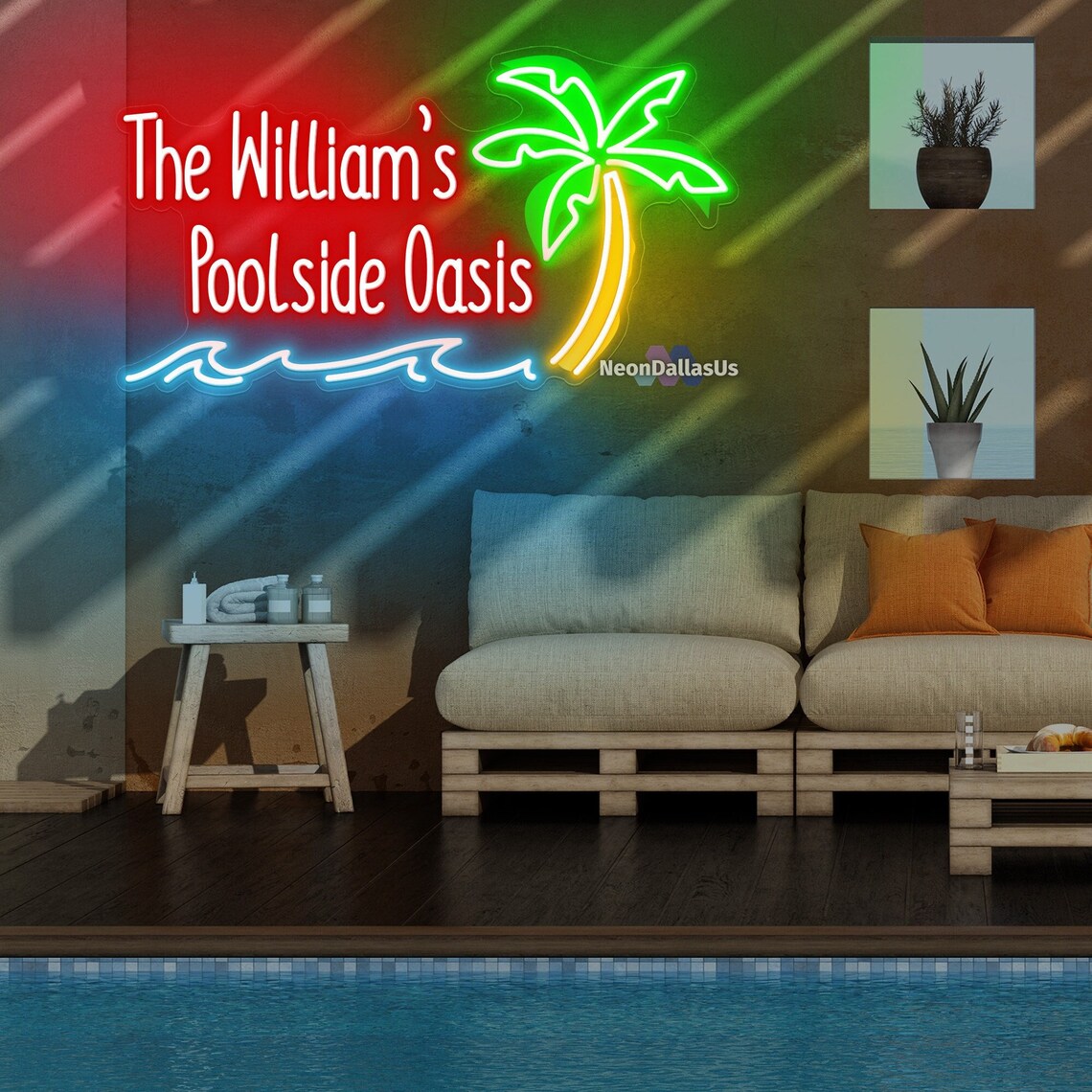 Poolside Sign Custom Neon LED Sign Pool Bar Decor Customized - Etsy