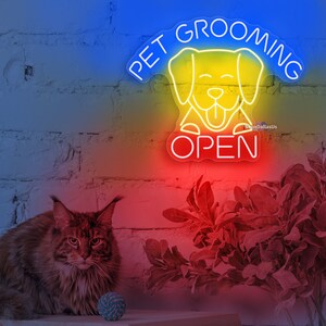 Pet Grooming Neon Sign Grooming Led Sign Custom Pet Spa Neon Light Pet ...