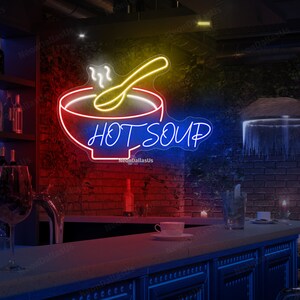 Hot Soup Neon Sign Hot Soup LED Neon Light Soup Wall Art Restaurant ...