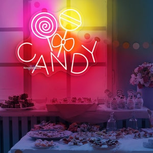 Candy Neon Sign Candy Shop Led Light Pink Neon Light Sign Sugar Store ...