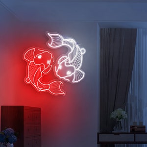 Koi Fish Neon Sign Fish Neon Light Japanese Fish LED Neon Sign Custom ...
