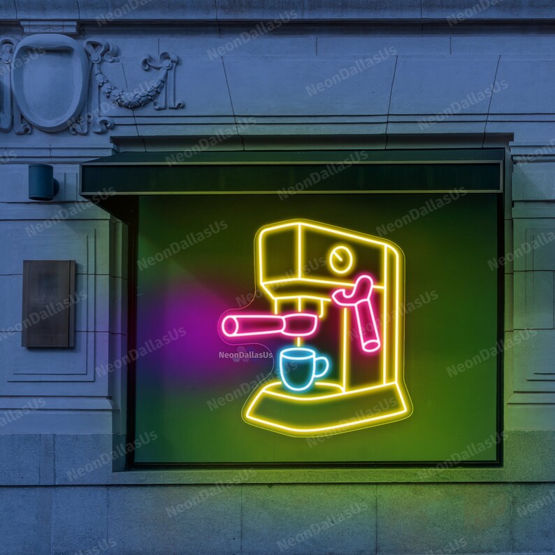 Coffee Machine Neon Sign Coffee Bar Sign LED Light Coffee Shop Decor ...