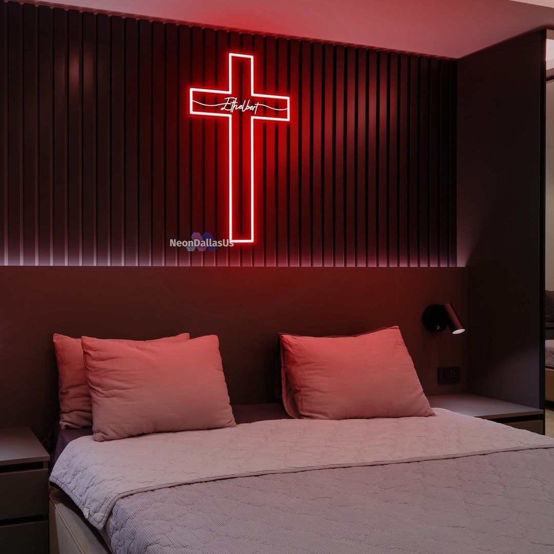 Cross Neon Sign, Jesus Christ Cross Neon, Christian Cross Sign ...