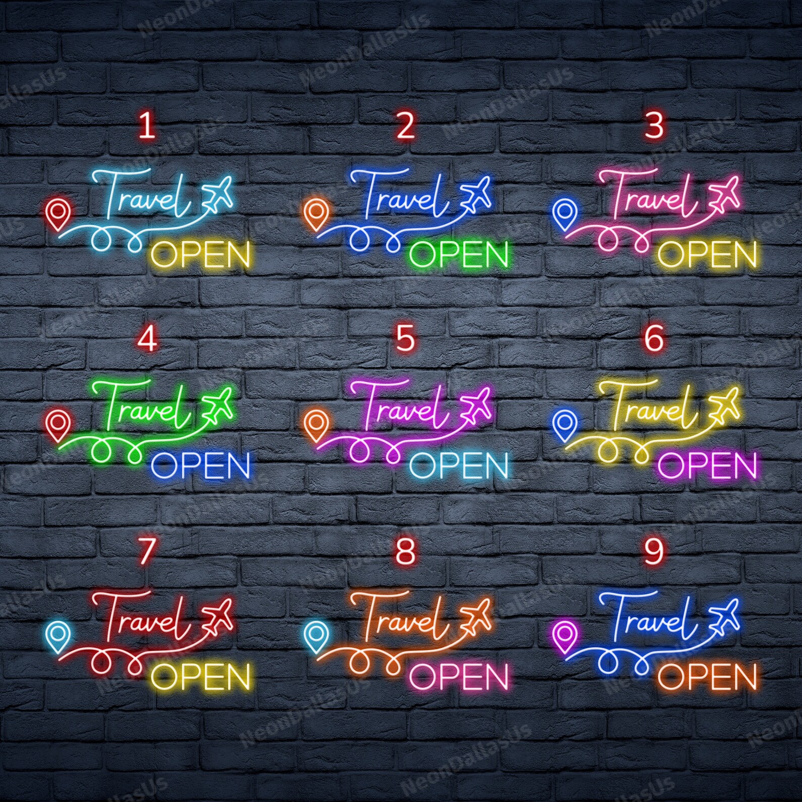 Travel Open Neon Sign Travel Open Neon Light Travel LED Lights Travel ...