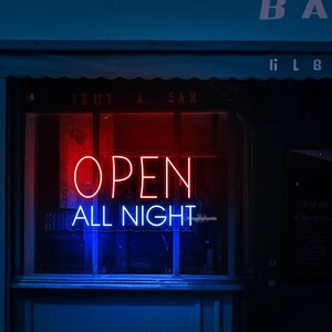 Open All Night Sign Open Sign for Business Open Neon Sign Bar Open Sign ...