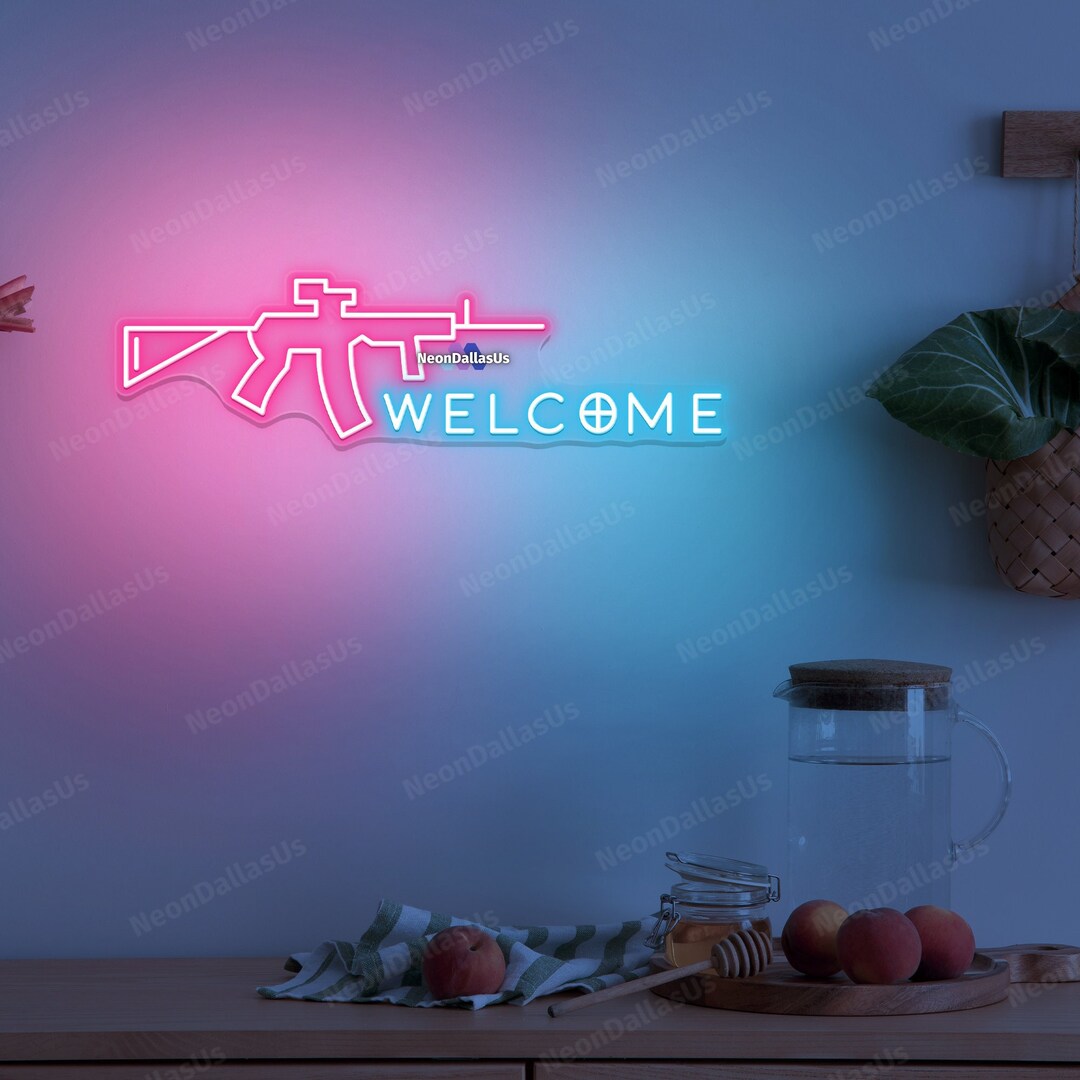 Ar15 Neon Sign Ar15 Welcome Neon Sign Gun Led Neon Signs Gun Wall Art ...