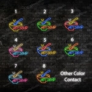Hot Soup Neon Sign Hot Soup LED Neon Light Soup Wall Art Restaurant ...