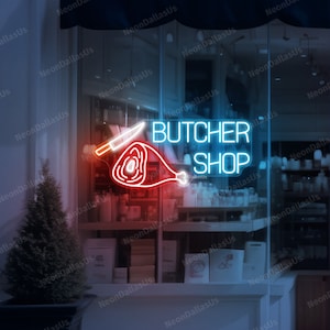 Butcher Neon Sign Butcher Shop Sign Butcher Shop LED Lights Decors Meat ...