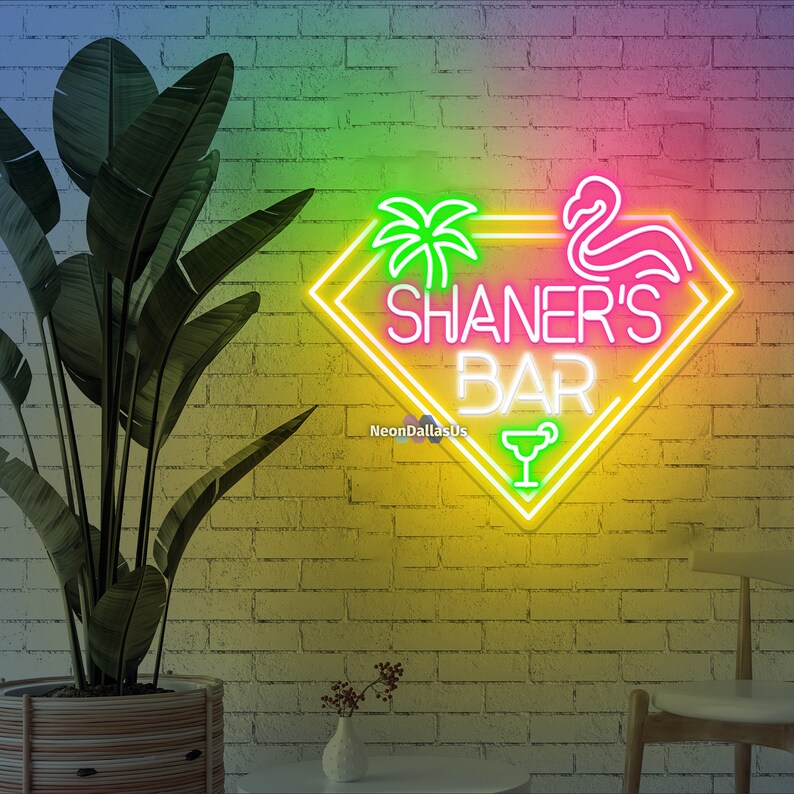 Flamingo Sign Custom Neon LED Sign Pool Bar Decor Customized Palm Tree ...