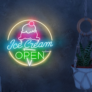 Ice Cream Open Neon Sign Ice Cream LED Light Ice Cream Shop Lights Ice ...