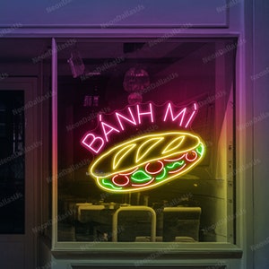Vietnamese Bánh Mì Neon Sign Bread Banh Mi LED Light Asian Restaurant ...