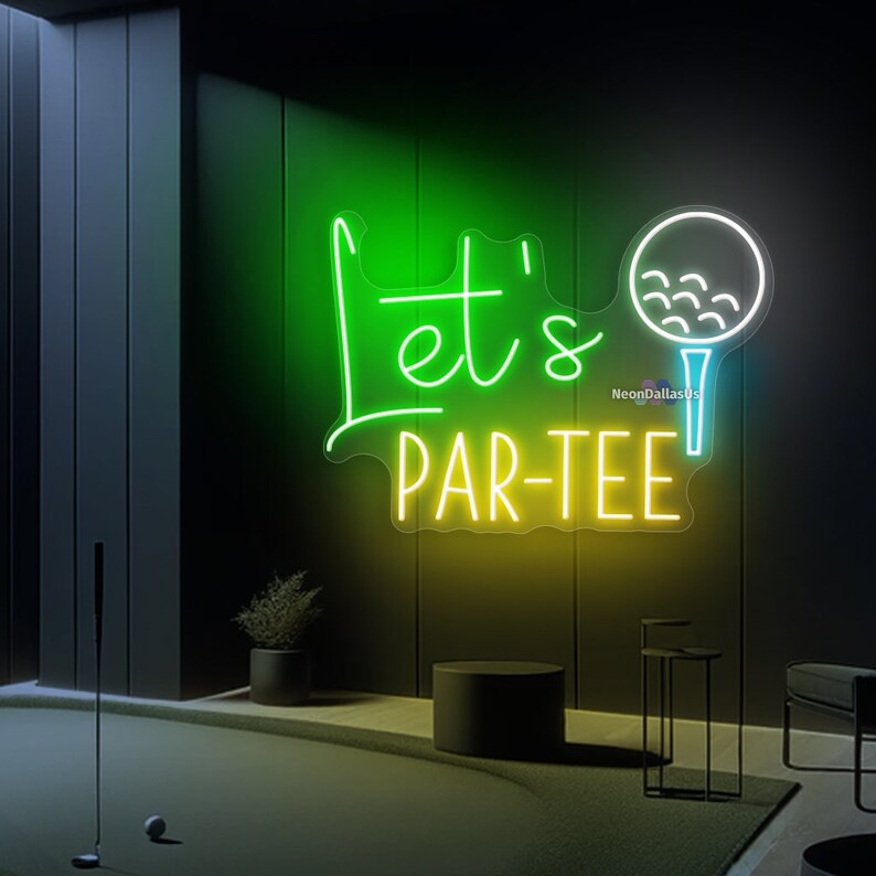 Let's Par Tee Neon Sign Golf Neon Sign Golf Club LED Lights Golf Wall ...