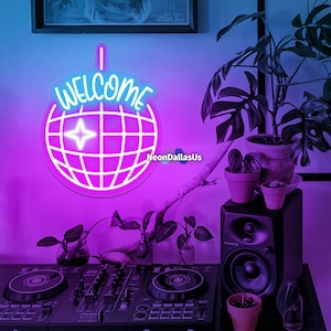 Disco Ball Led Neon Light Disco Party Wall Decorations Welcome Sign ...