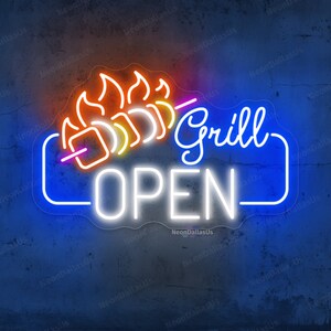 Grill Open Neon Sign Grill Open LED Lights Bar and Grill Neon Signs ...