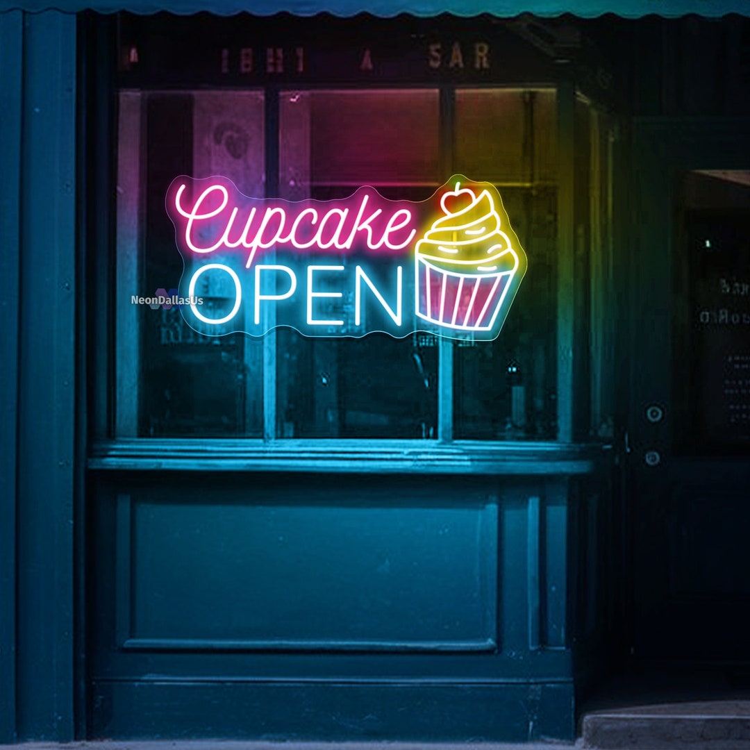Cupcake Open Neon Sign Cupcake Open Led Light Bakery Open Neon Sign ...