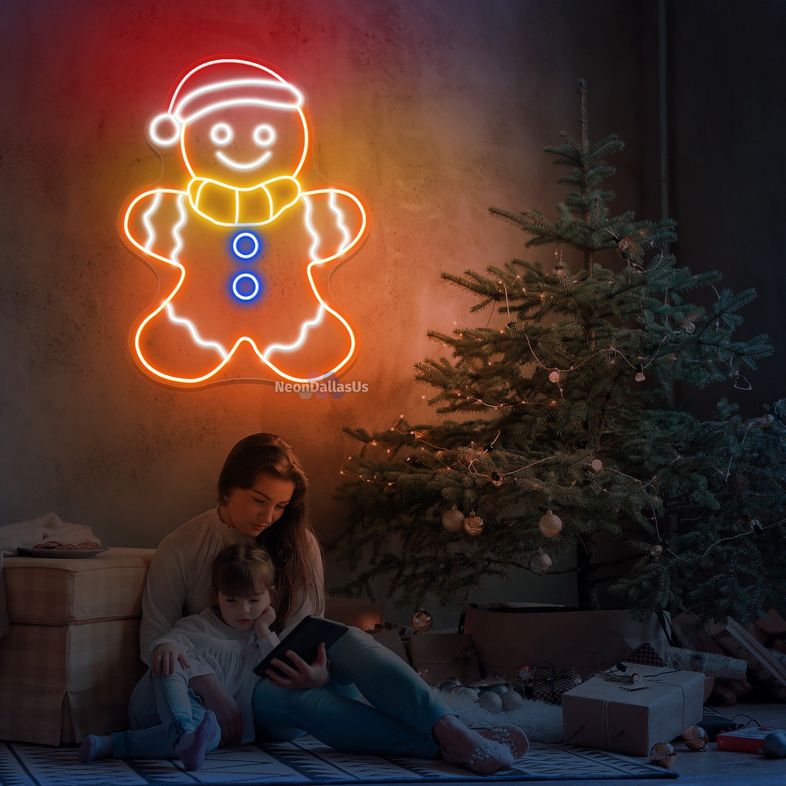 Gingerbread Decor Christmas Gingerbread Neon Sign Christmas - Etsy