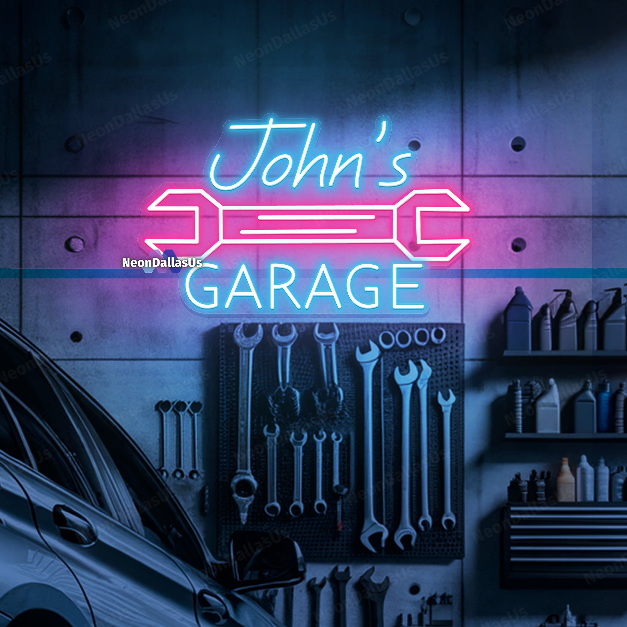 Personalized Garage Neon Sign Custom Name Garage LED Sign Garage Sign ...