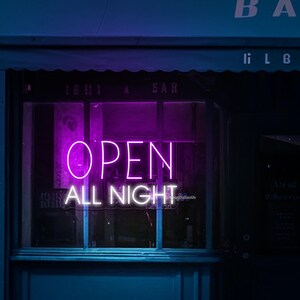 Open All Night Sign Open Sign for Business Open Neon Sign Bar Open Sign ...