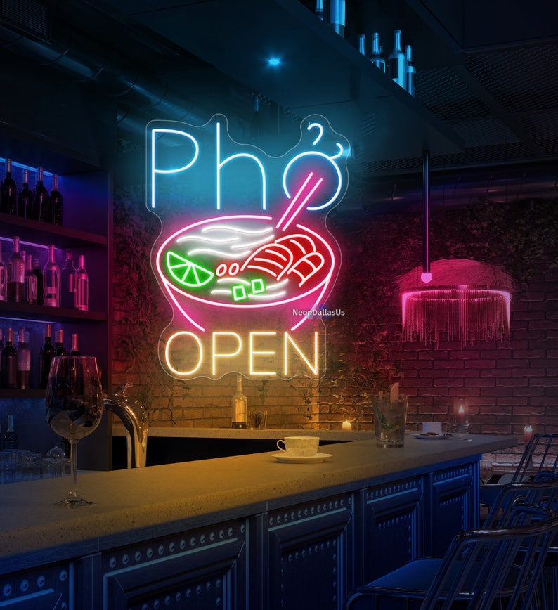 Pho Open Neon Sign Pho LED Light Pho Noodles Led Sign Noodle Bowl Led ...