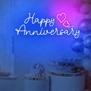 Happy Anniversary Neon Sign Happy Anniversary LED Light Happy ...