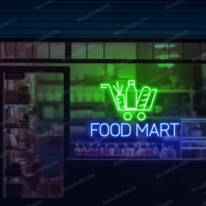 Food Mart Neon Sign Supermarket Neon Sign Grocery LED Light Food Store ...