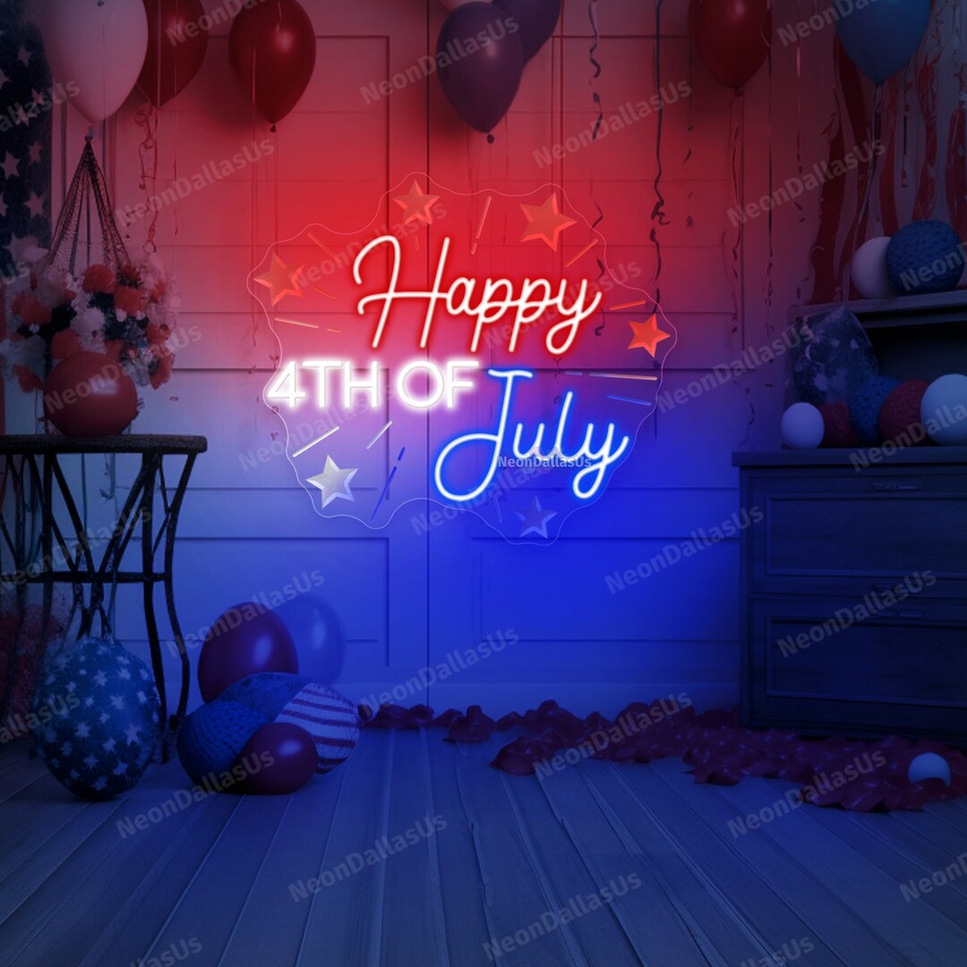 Happy 4TH of July Decors Neon Sign Happy Independence Day Led Sign 4th ...