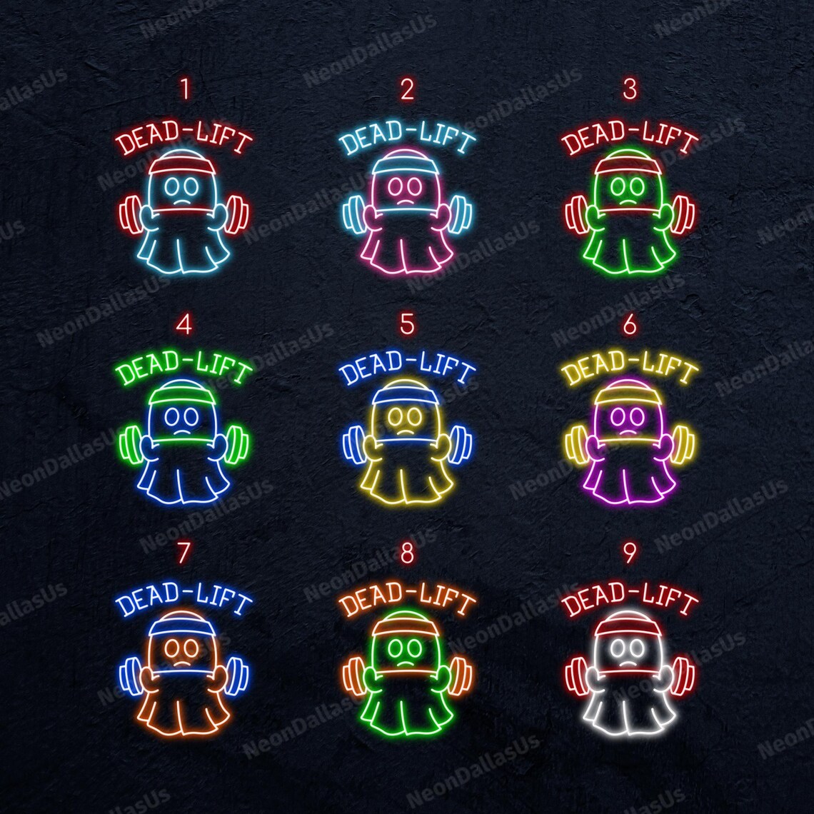 Ghost Deadlift Neon Sign Cute Deadlift Ghost Sign Funny GYM Room Wall ...