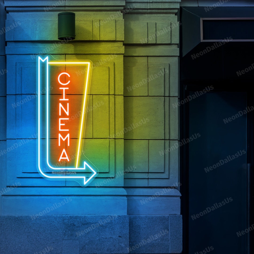 Cinema Arrow Sign Cinema Arrow Neon Sign Cinema LED Light Theater Sign ...