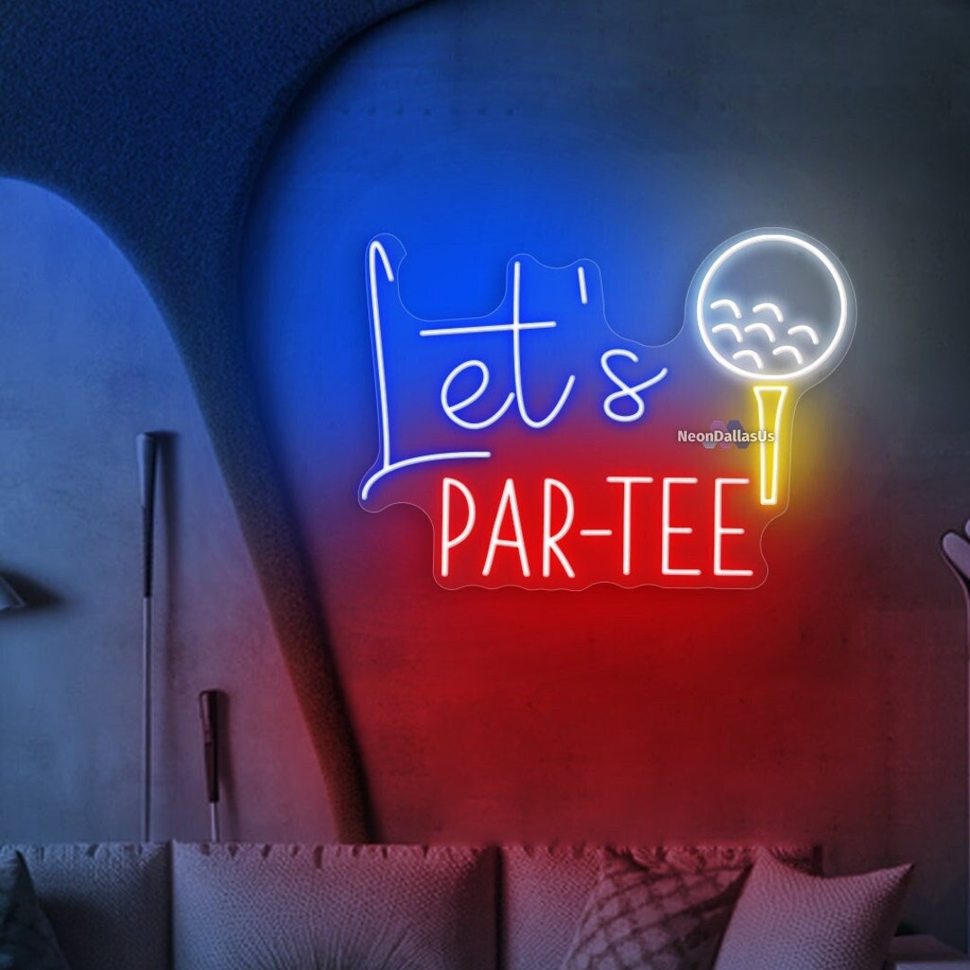 Let's Par Tee Neon Sign Golf Neon Sign Golf Club LED Lights Golf Wall ...