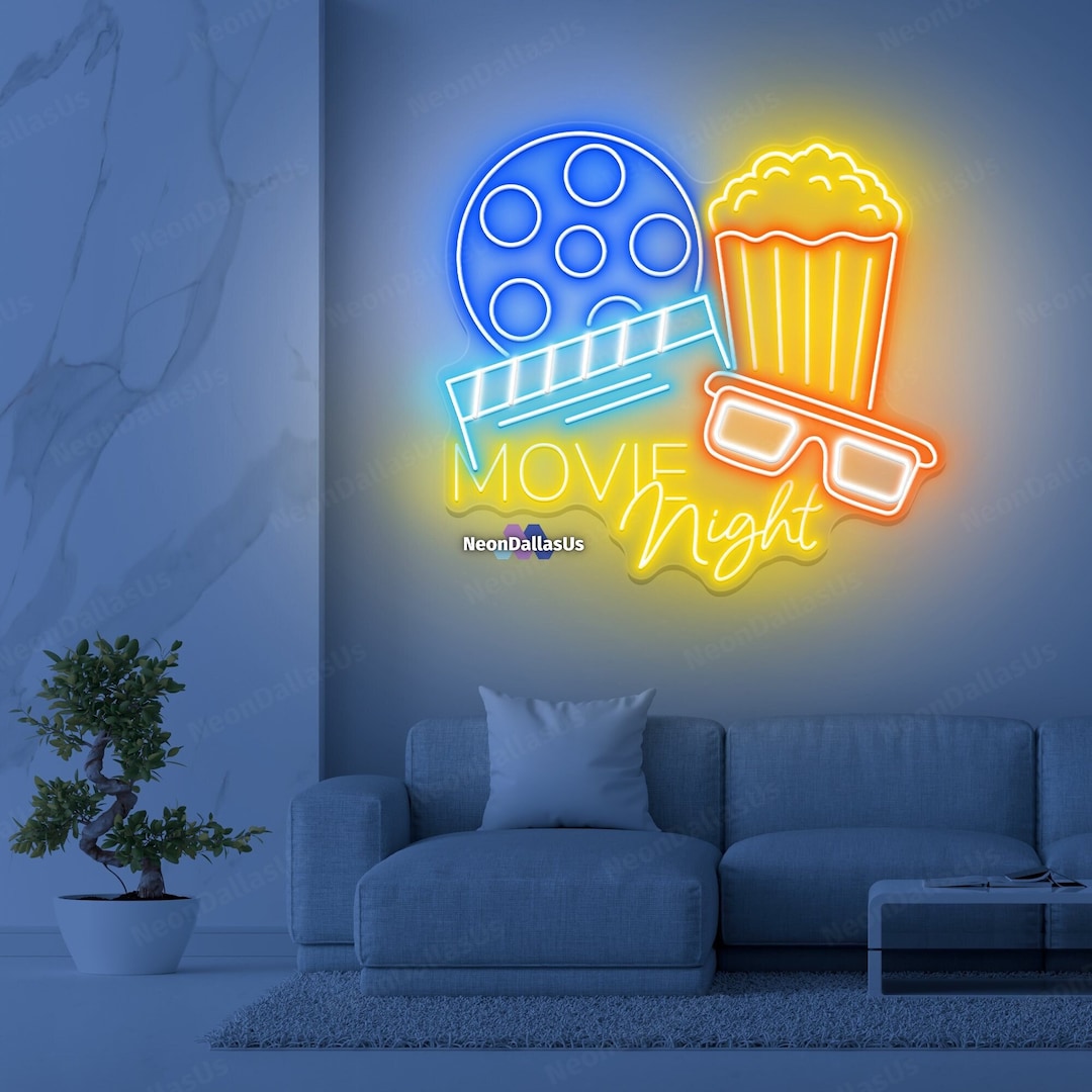 Movie Night Neon Sign Movie Night Neon Light Custom Cinema Led Sign ...