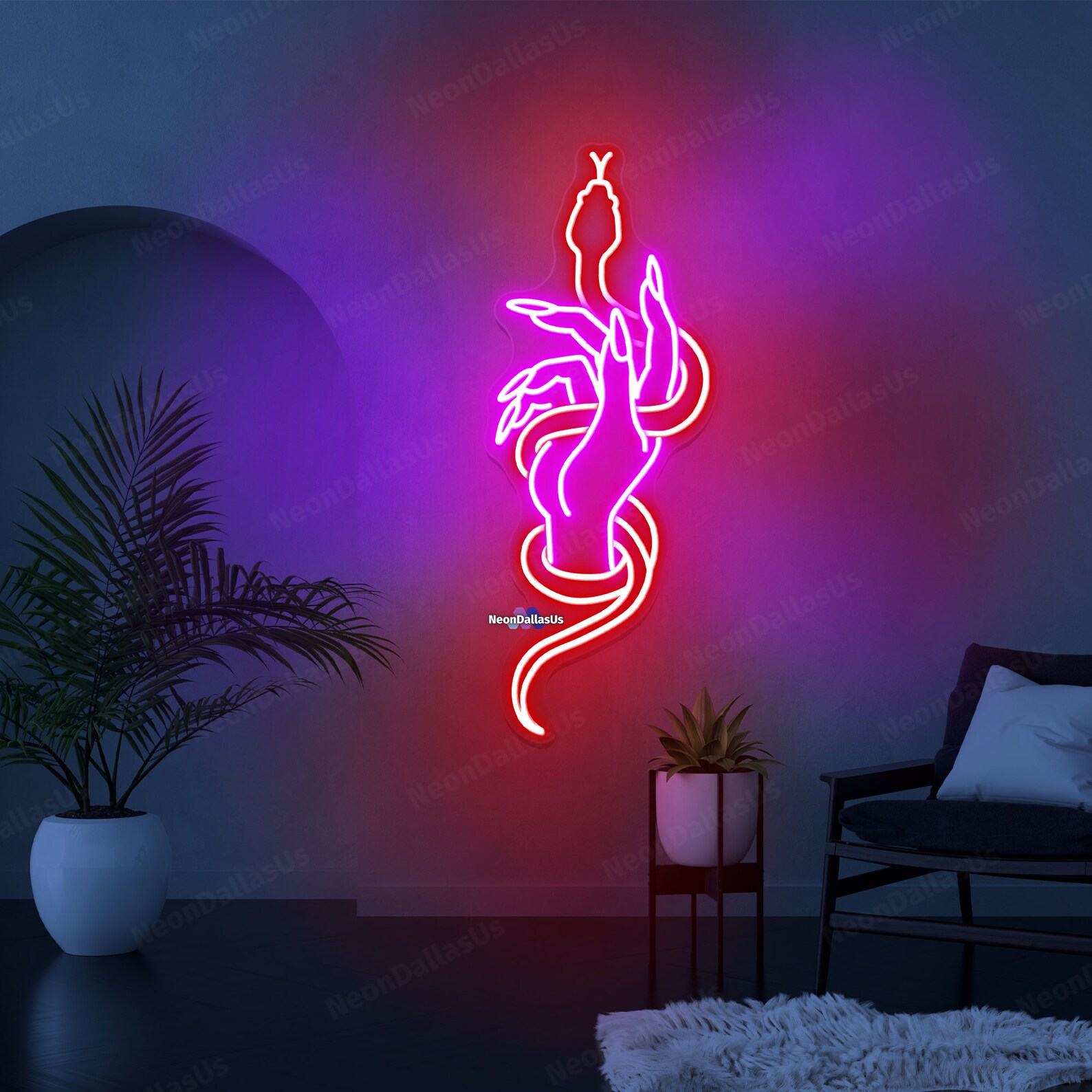Hand Holding Snake Neon Lights Hand With Snake Led Sign Hand Snake Neon ...