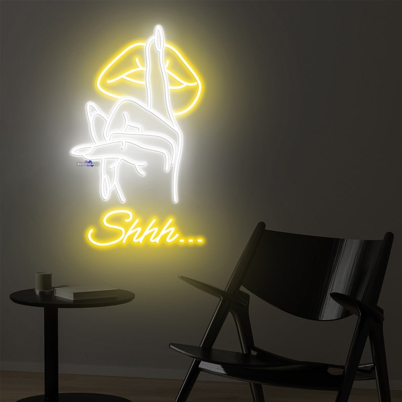 Shhh Neon Sign Lips and Finger Neon Sign Shhh Finger Sign Lips Custom ...