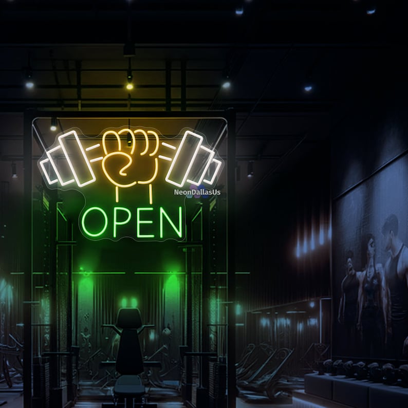 Gym Open Neon Sign Open Neon Sign Custom Gym Open Led Lights Gym Wall ...