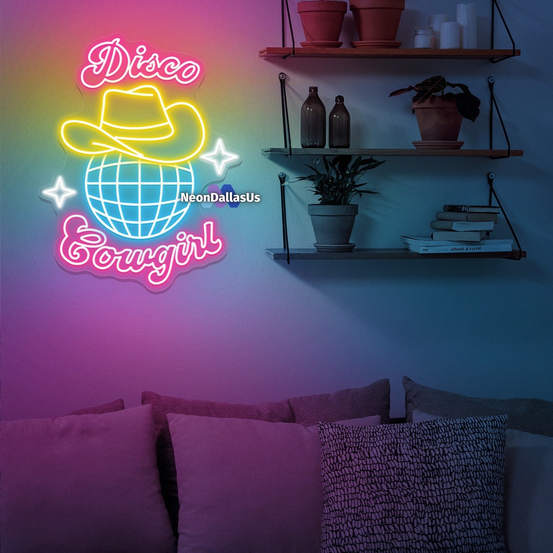 Disco Ball Decor Party Cowgirl Wall Art Pink Disco Cowgirl Bachelorette ...