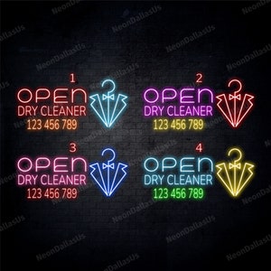 Dry Cleaner Open Neon Sign Dry Cleaning Laundry Led Sign Custom ...