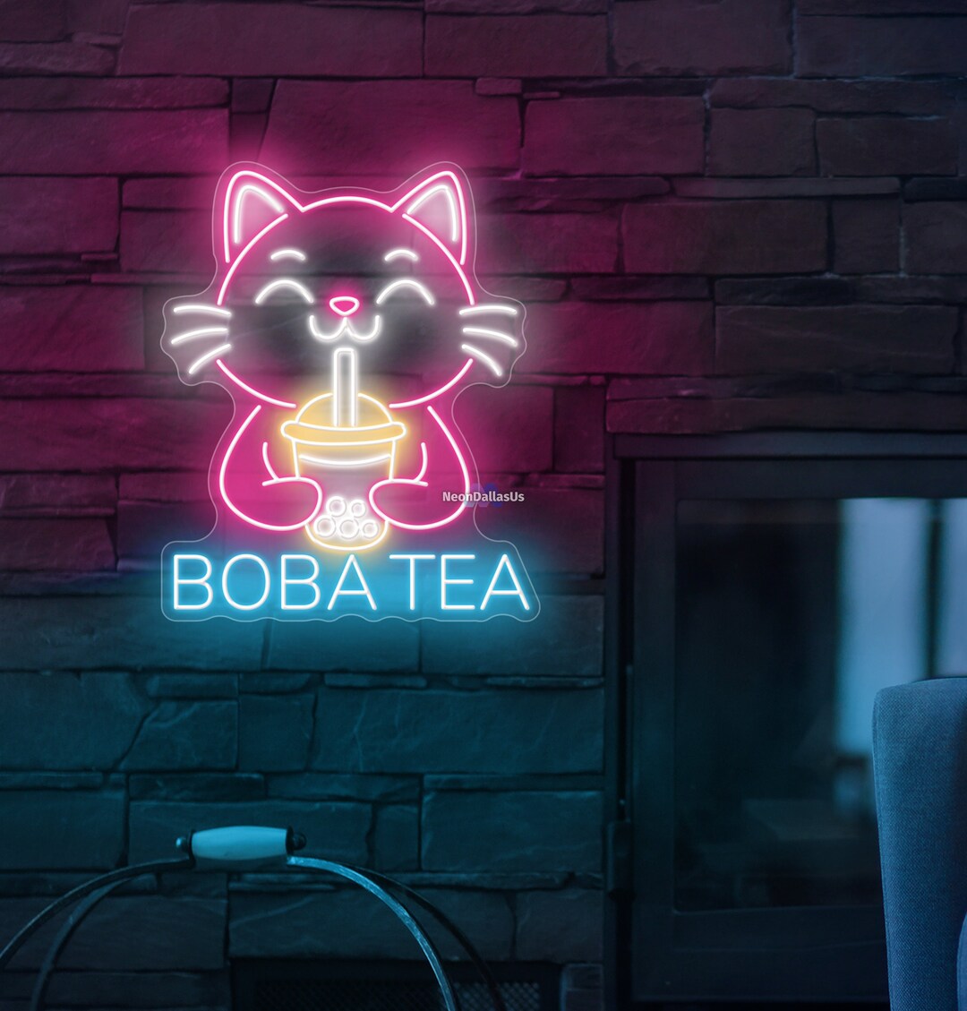 Boba Tea Neon Sign Bubble Tea Neon Lights Milk Tea Led Sign Cat Boba ...